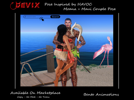Second Life Marketplace - [Devix] Moana + Maui Couples Pose Unpacker